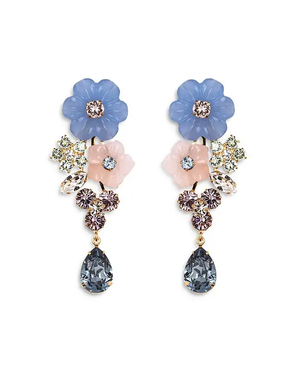 JENNIFER BEHR Palmina Gemstone & Crystal Flower Earrings - Blue