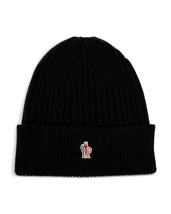 Moncler Wool Ribbed Beanie - Black