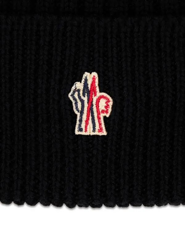 Moncler Wool Ribbed Beanie - Black