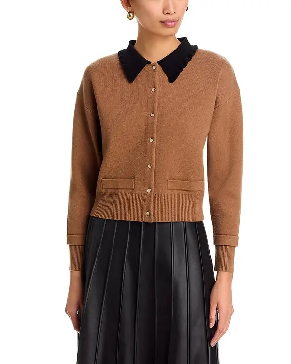 SIONI Contrast Collar Cardigan Sweater