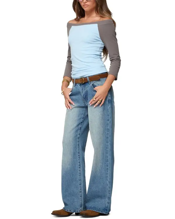 EDIKTED Keri Boat Neck Raglan Top
