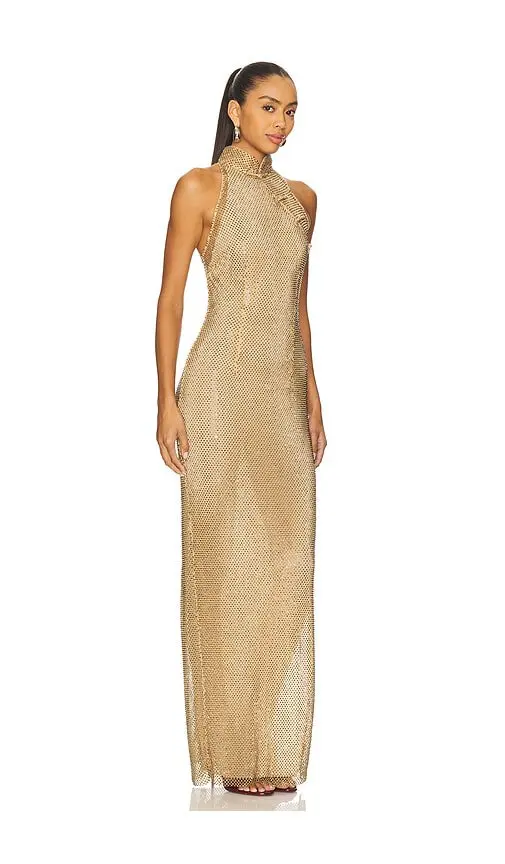 bcbg gold dress One-Shoulder Long Prom Dress with Beaded Corset Mocha Gold / 18 main image 0