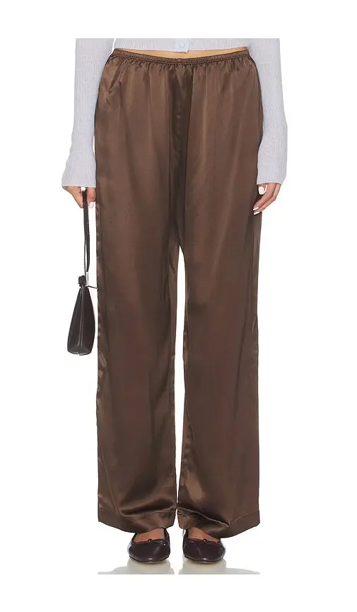 Donni. The Silk Simple Pant In Brown - Espresso