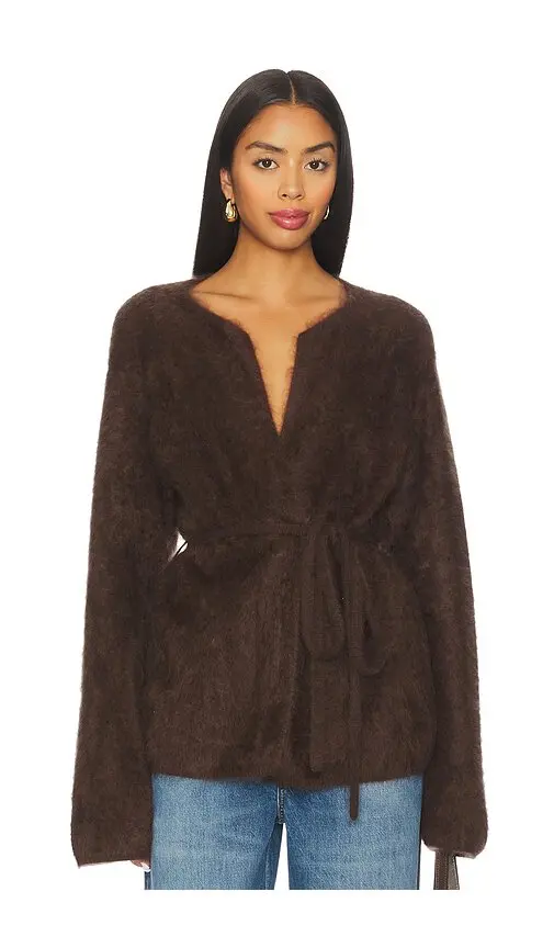 Soft Goat Brushed Cardigan - Mocha