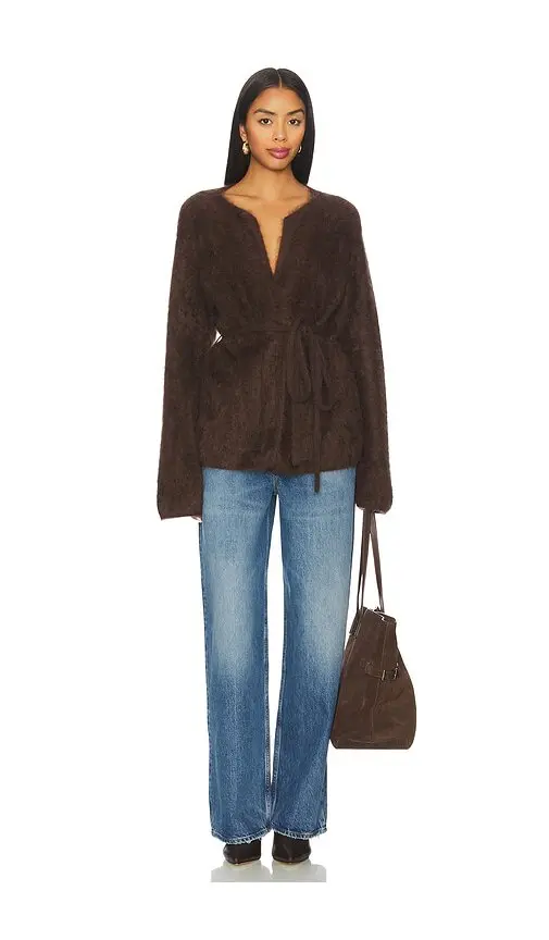 Soft Goat Brushed Cardigan - Mocha