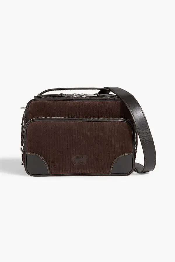 Paul Smith Ribbed Suede Messenger Bag - Dark Brown