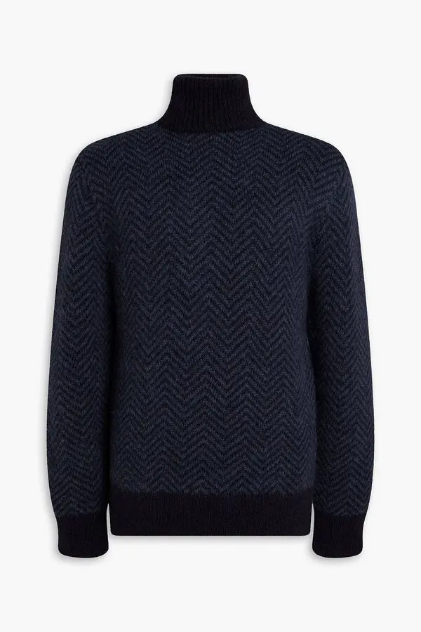Officine Générale Herringbone Alpaca-blend Turtleneck Sweater
