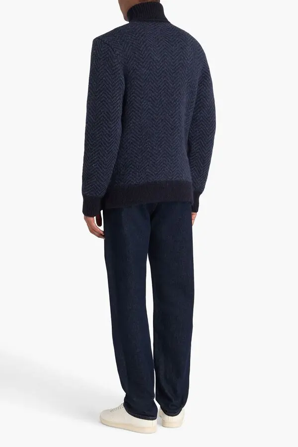 Officine Générale Herringbone Alpaca-blend Turtleneck Sweater