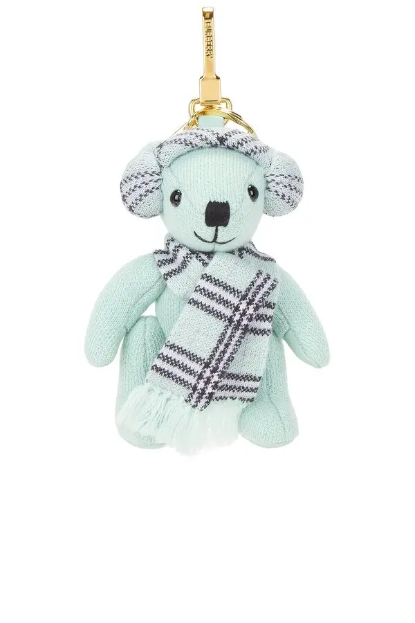 Burberry Thomas Scarf Earmuff Charm In Teal - Seafoam Green
