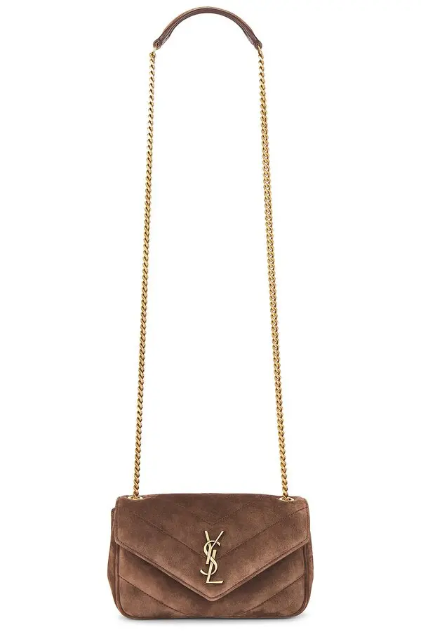 Saint Laurent Mini Loulou Chain Bag - Bark Brown