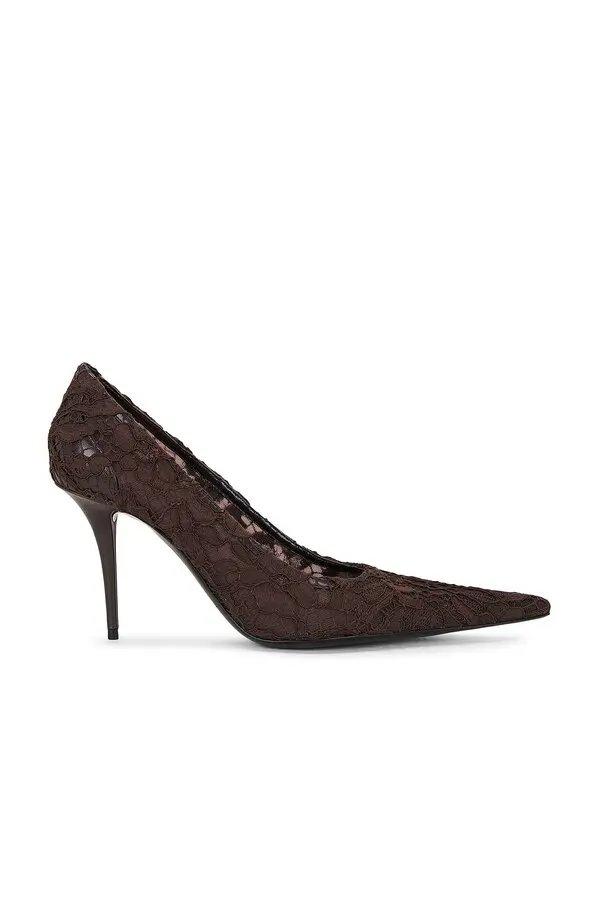 Saint Laurent Thierry Pump - Lace Brown & Deep Brown