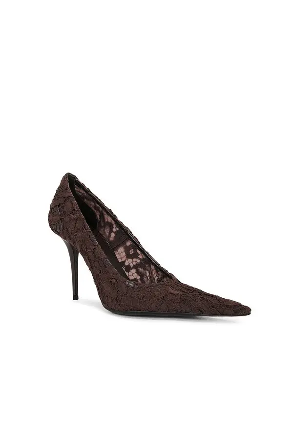 Saint Laurent Thierry Pump - Lace Brown & Deep Brown
