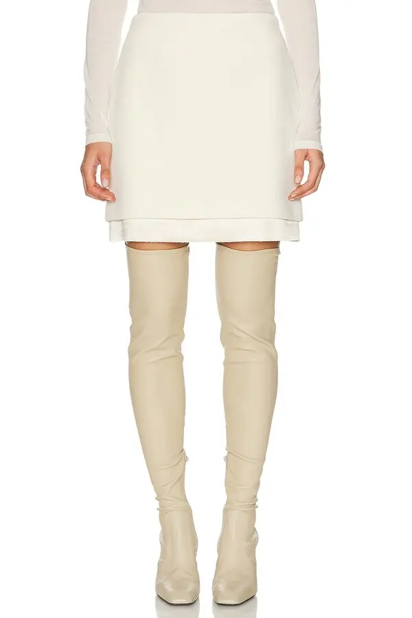 JIL SANDER Velvet Mini Skirt - Ecru