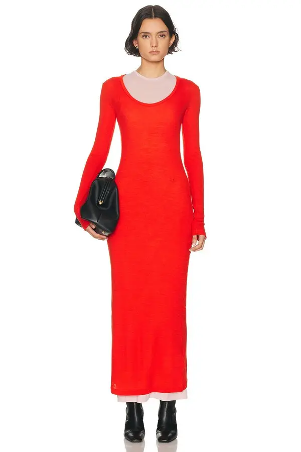 JIL SANDER Long Sleeve Tank Dress - Red & Pink