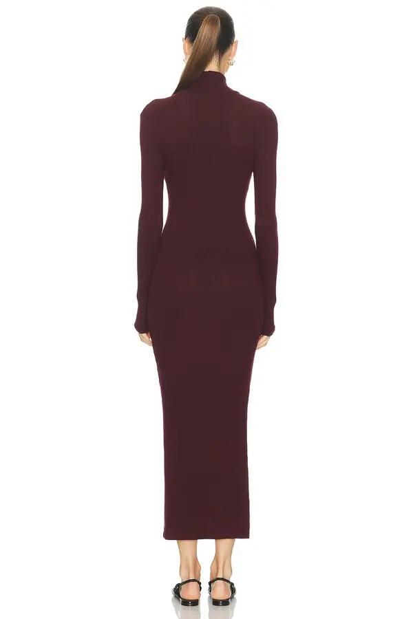 Sablyn Gab Turtleneck Rib Dress - Bordeaux