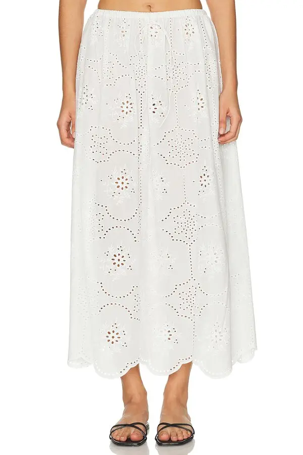 Matteau Broderie Anglaise Midi Skirt - White