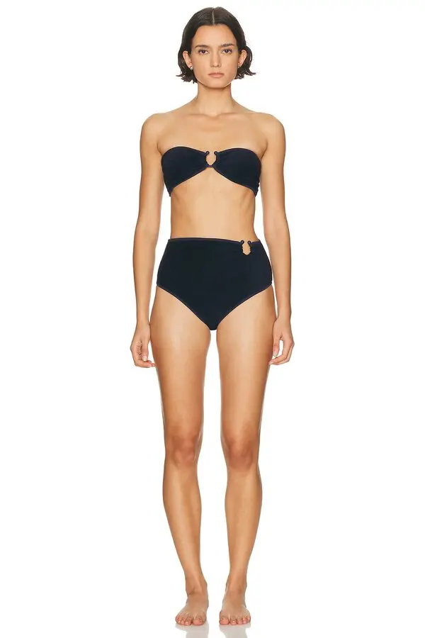 Johanna Ortiz Terry Seawaters Bikini Top - Navy & Ecru