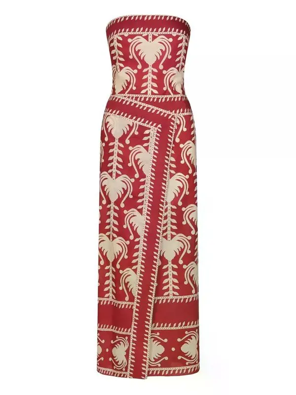 Johanna Ortiz Ancient Peru Leaf Print Dress - Red