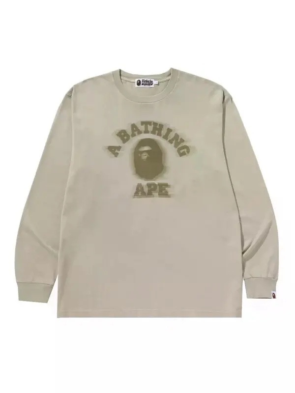 A BATHING APE Logo Graphic Long Sleeve T-shirt - Neutrals
