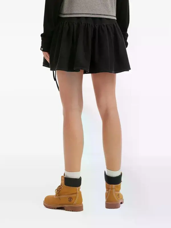 MINI CREAM Tiered Mini Skirt With Tie Detail