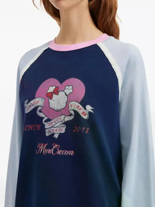 MINI CREAM Raglan Printed Top