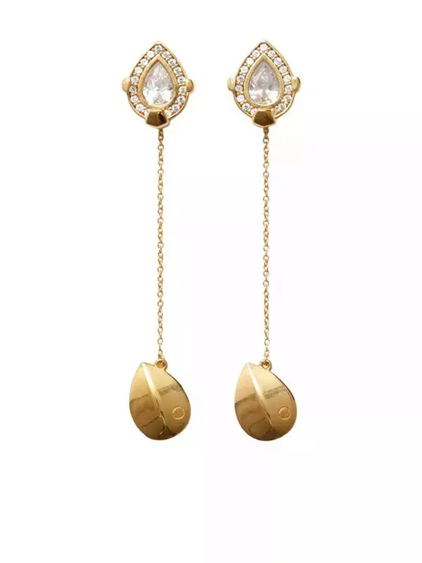 Burberry Crystal-embellished Shield Pendant Earrings - Gold