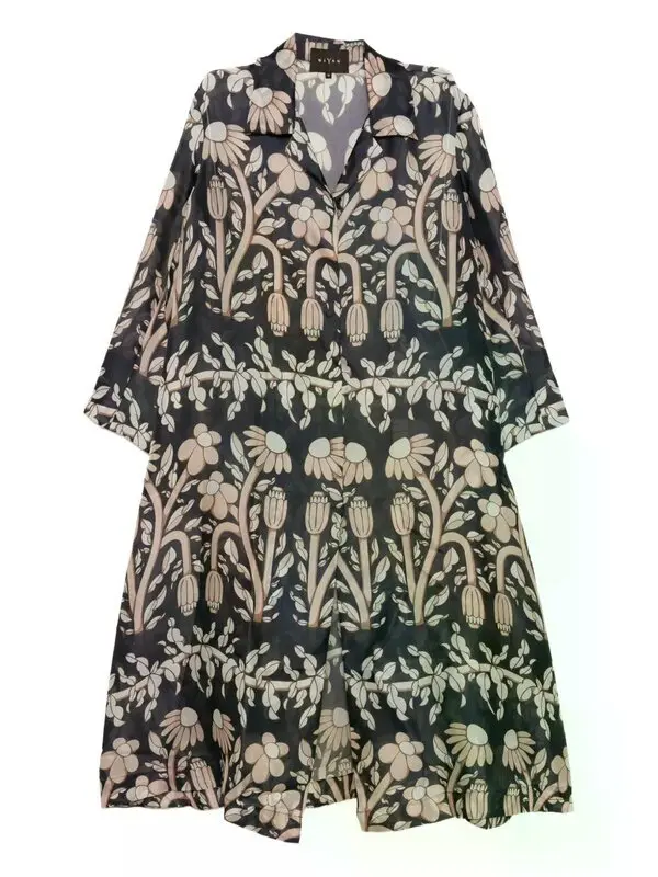 Biyan Floral Print Button Coat