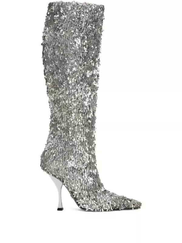 Dolce & Gabbana Sequin Embellished Stiletto Heel Boots