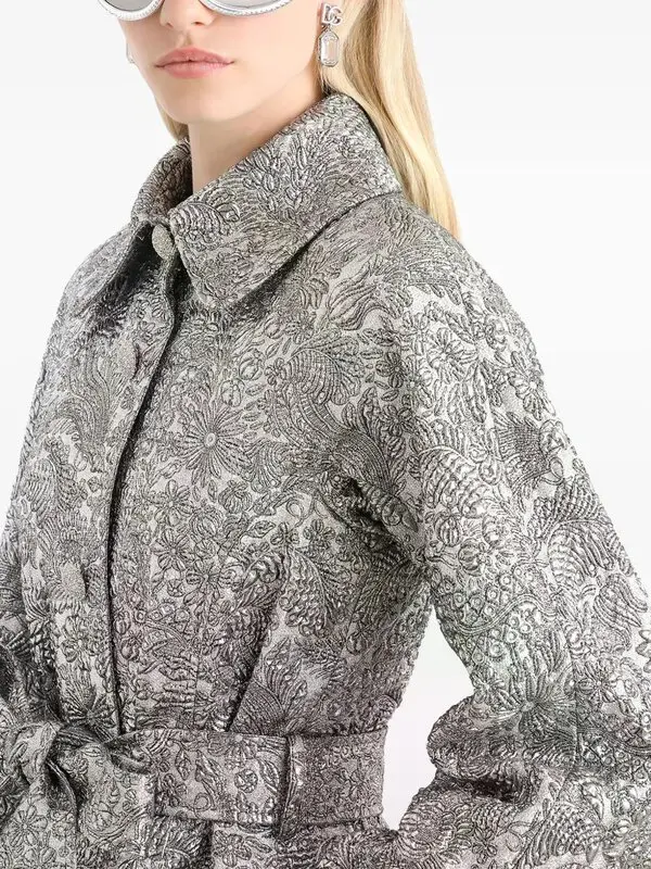 Dolce & Gabbana Floral-jacquard Trench Coat