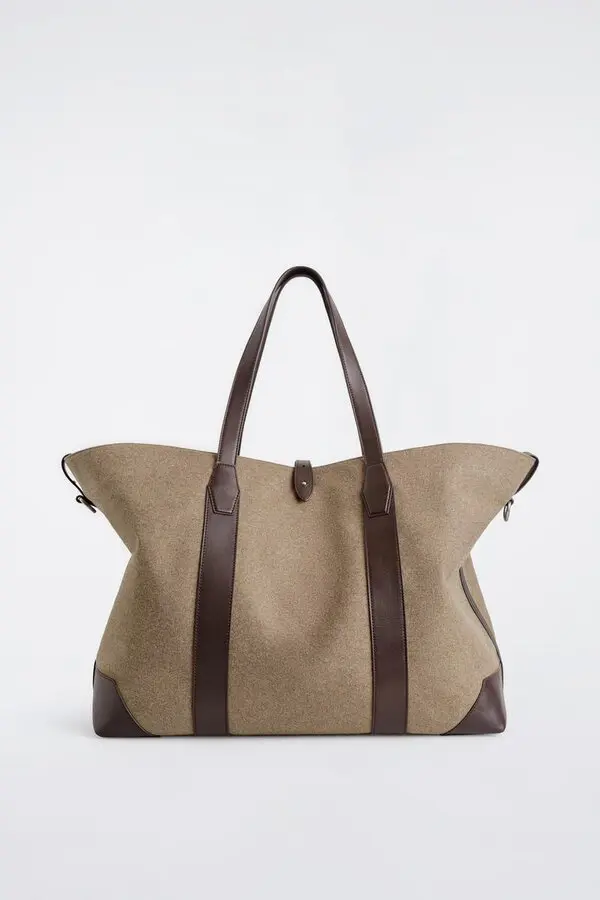 Cos Weekender Oversized Wool Tote Bag - Beige