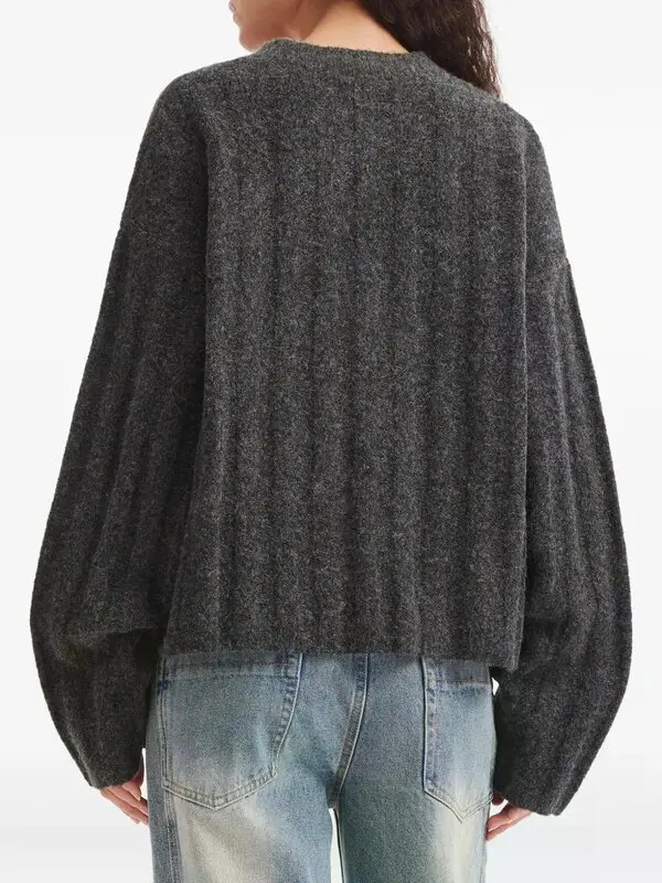TOUT A COUP V-neck Long Sleeve Sweater - Grey