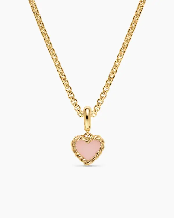 David Yurman Petite Dy Elements Heart Pendant - Pink Opal