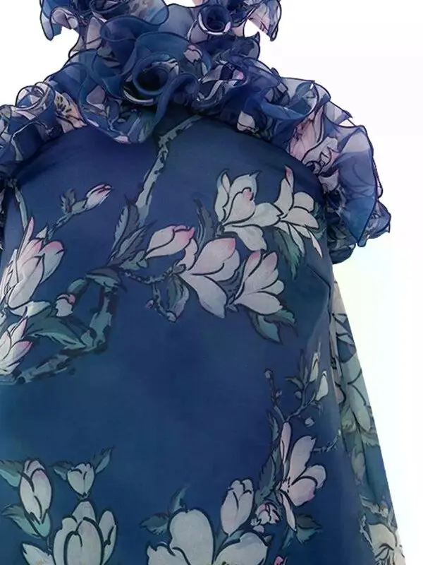 LEO LIN Michelle Ruffled Halter-neck Maxi Dress - Blue