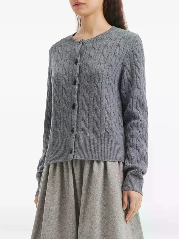 B+AB Cable-knit Buttoned Cardigan - Grey