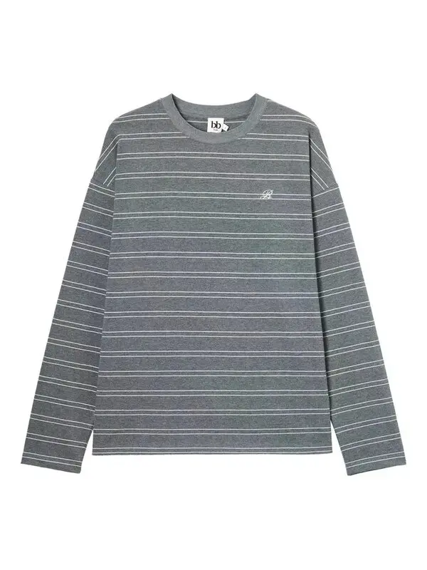 B+AB Striped Embroidered T-shirt - Grey