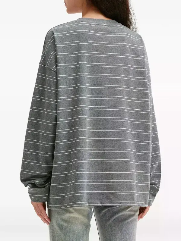 B+AB Striped Embroidered T-shirt - Grey