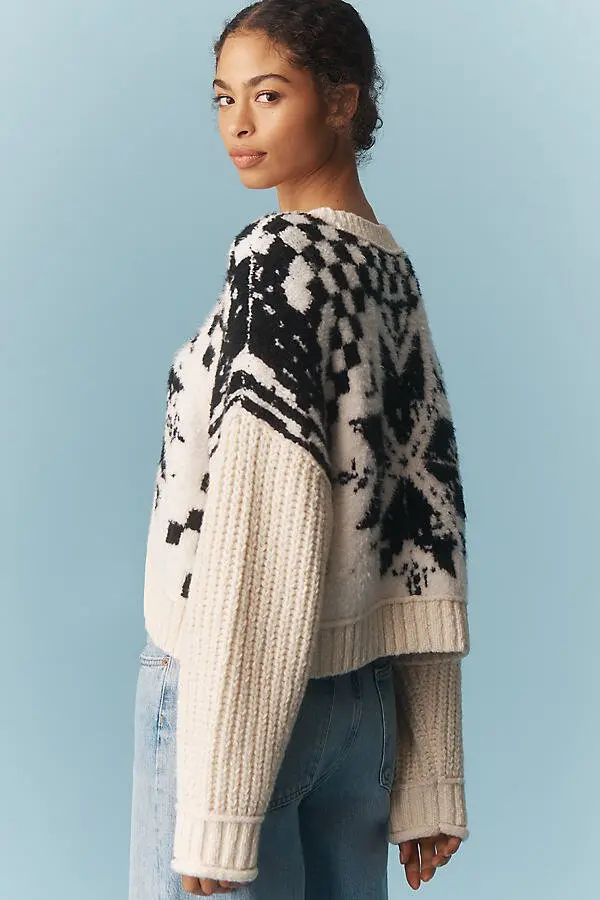 PILCRO Crew-neck Nordic Patterned Sweater