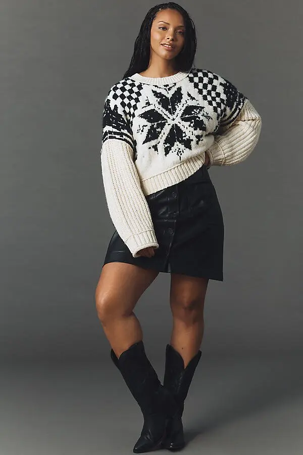 PILCRO Crew-neck Nordic Patterned Sweater