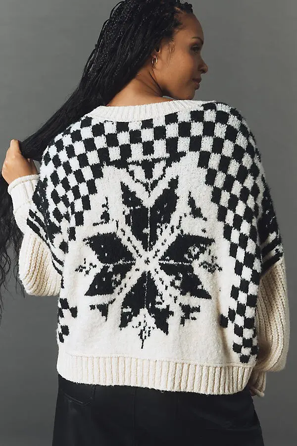PILCRO Crew-neck Nordic Patterned Sweater