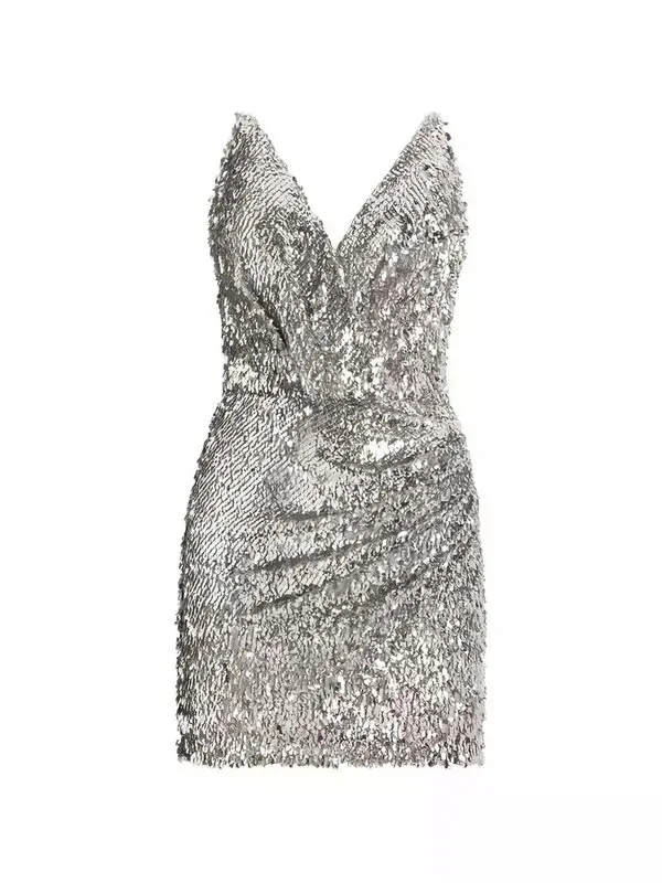 Dolce & Gabbana Sequin Crossover Dress - Silver