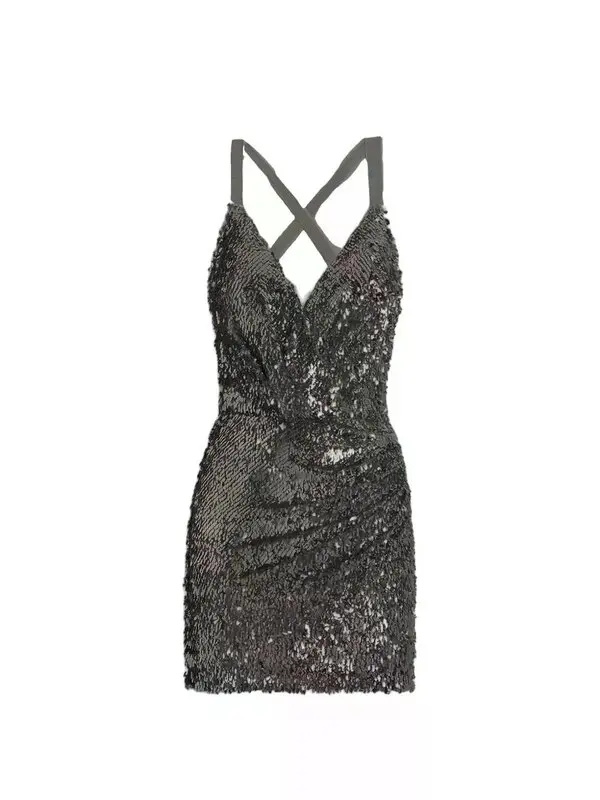 Dolce & Gabbana Sequin Crossover Dress - Silver