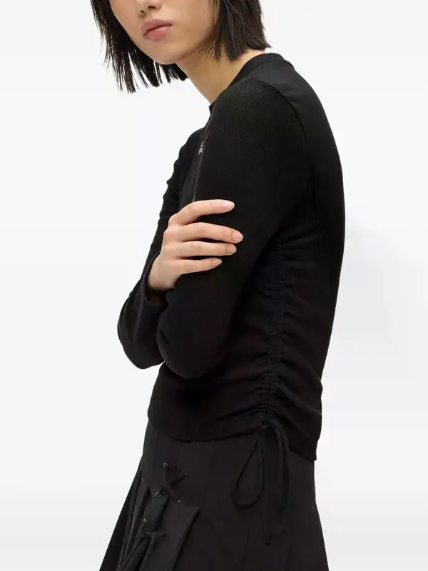 Karl Lagerfeld Ruched Ribbed Top - Black