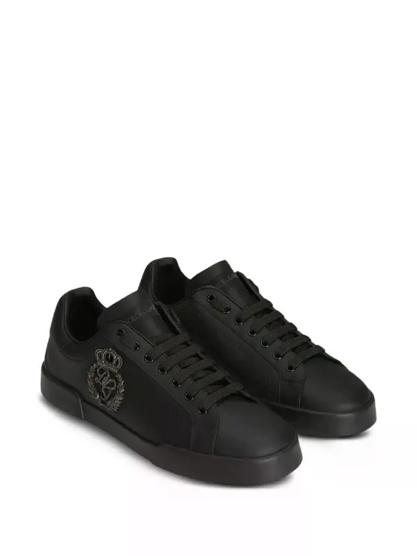 Dolce & Gabbana Portofino Light-strobel Calfskin Sneakers - Black