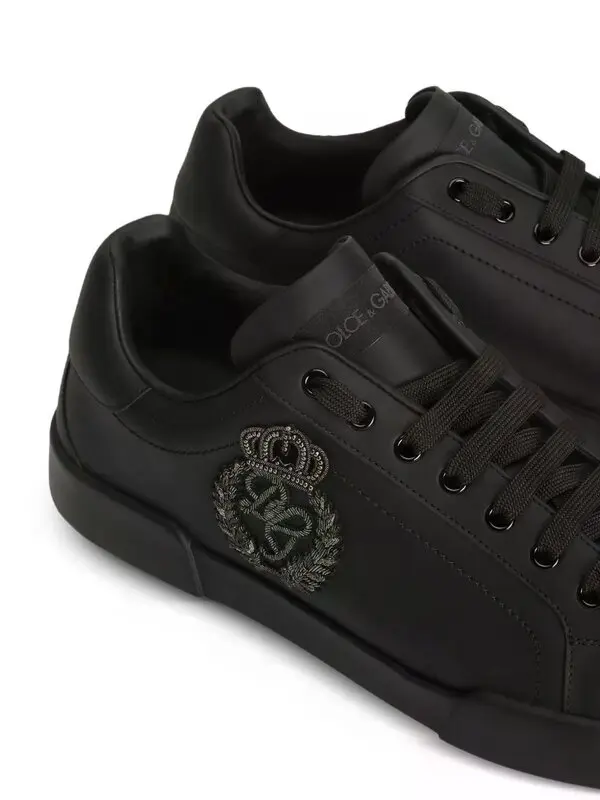 Dolce & Gabbana Portofino Light-strobel Calfskin Sneakers - Black