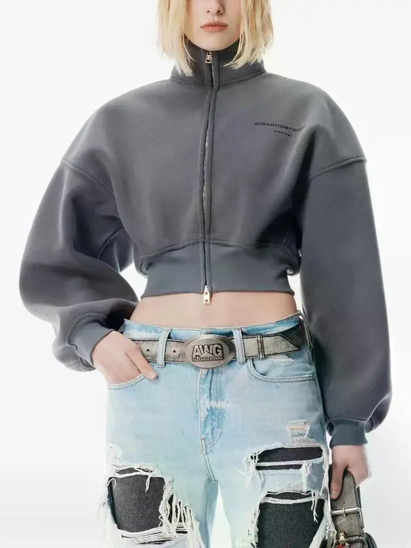 Alexander Wang Zip-up Cropped Sweatshirt
