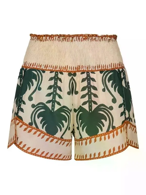 Johanna Ortiz Linka Smocked Print Short - Neutrals