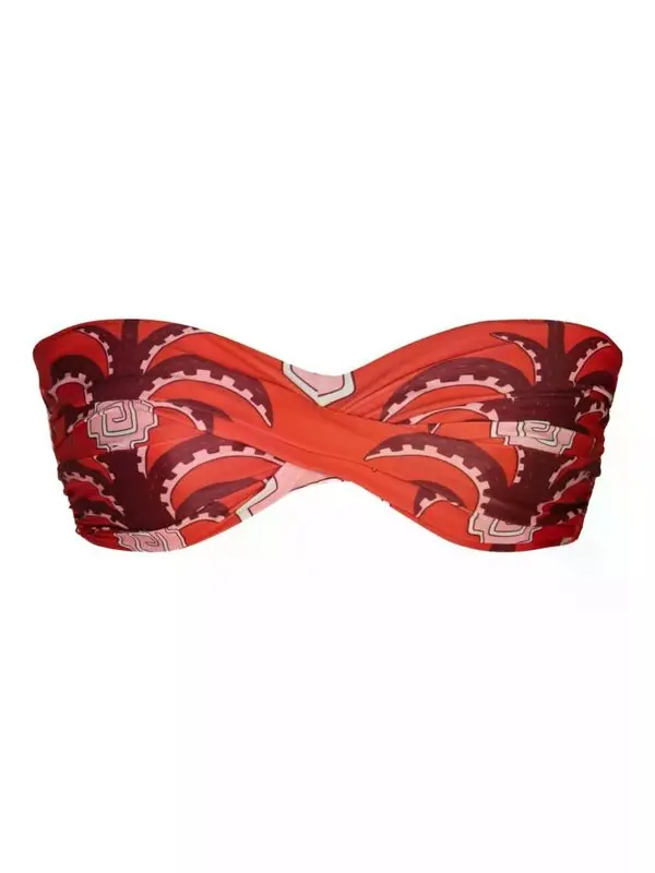 Johanna Ortiz Printed Strapless Bikini Top - Red