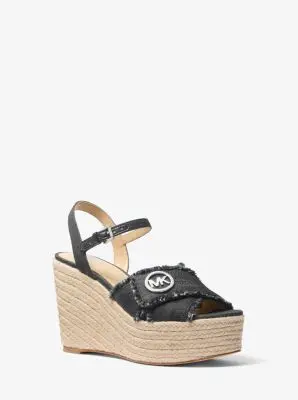 Michael Kors Hannah Denim Wedge Sandal - Black