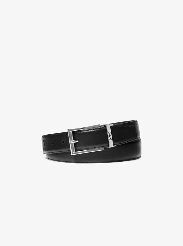 Michael Kors Reversible Leather Belt With Polished Buckle - Black