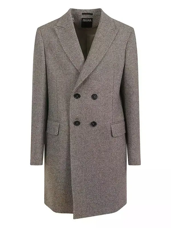 Zegna Double-breasted Herringbone Coat
